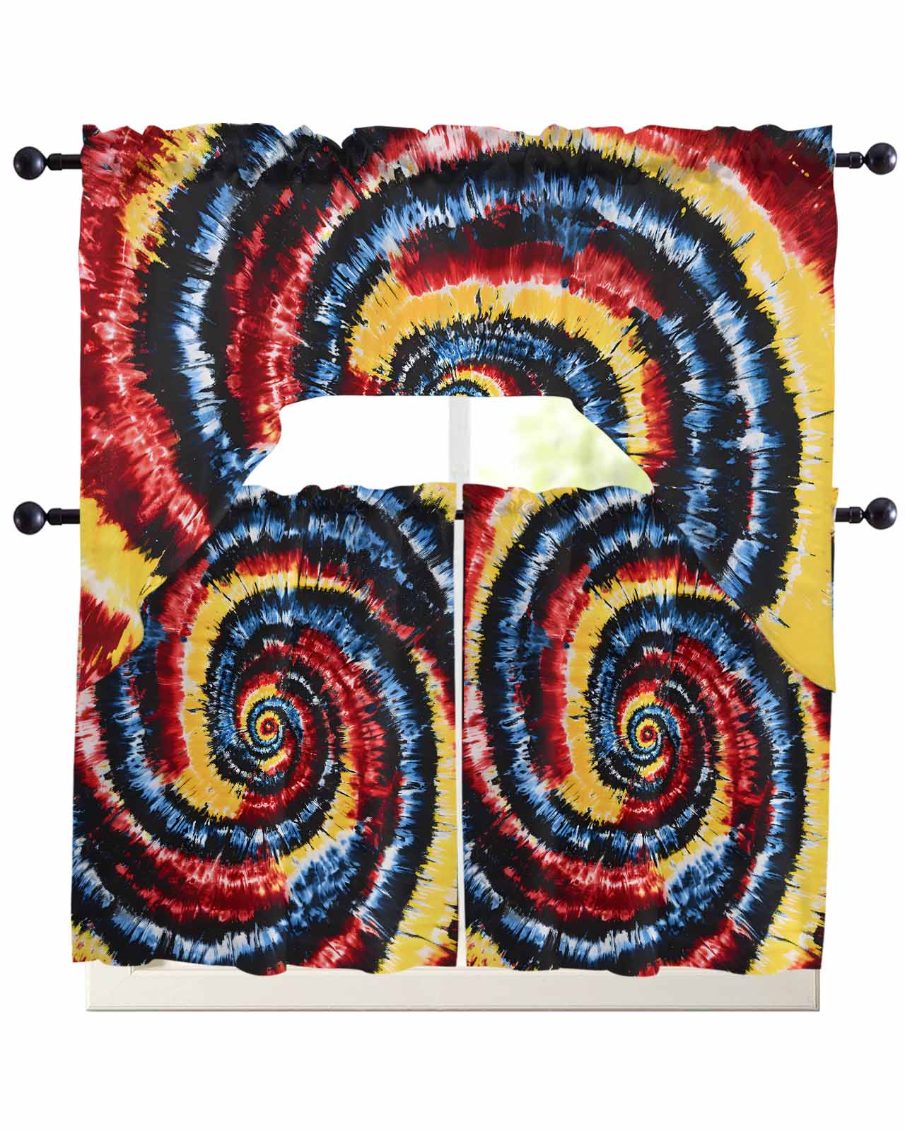 Modern Abstract Kitchen Curtains Swag Valance and Tier Curtains Set 24 ...