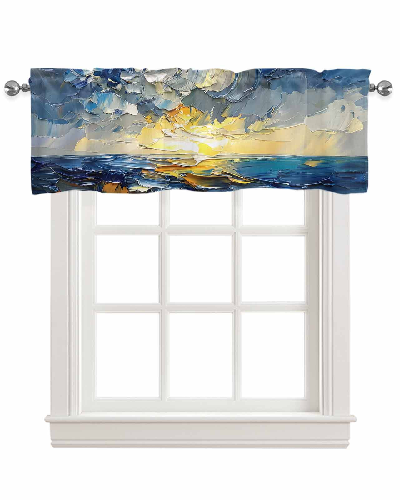 Modern Abstract Kitchen Valances for Windows Farmhouse Linen Window ...