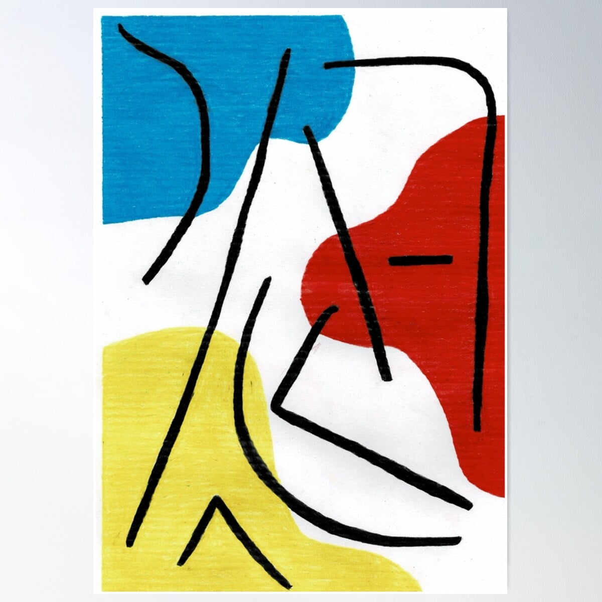 Modern Abstract Line Art Primary Colors Poster Wall Art, Modern Wall ...