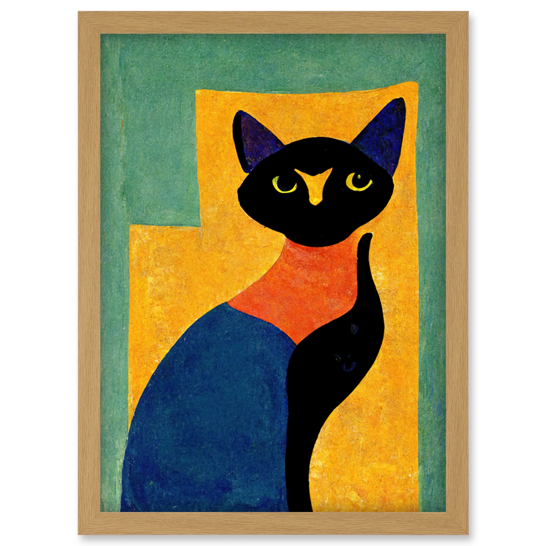Modern Abstract Minimalist Cat Artwork Framed Wall Art Print A4 ...