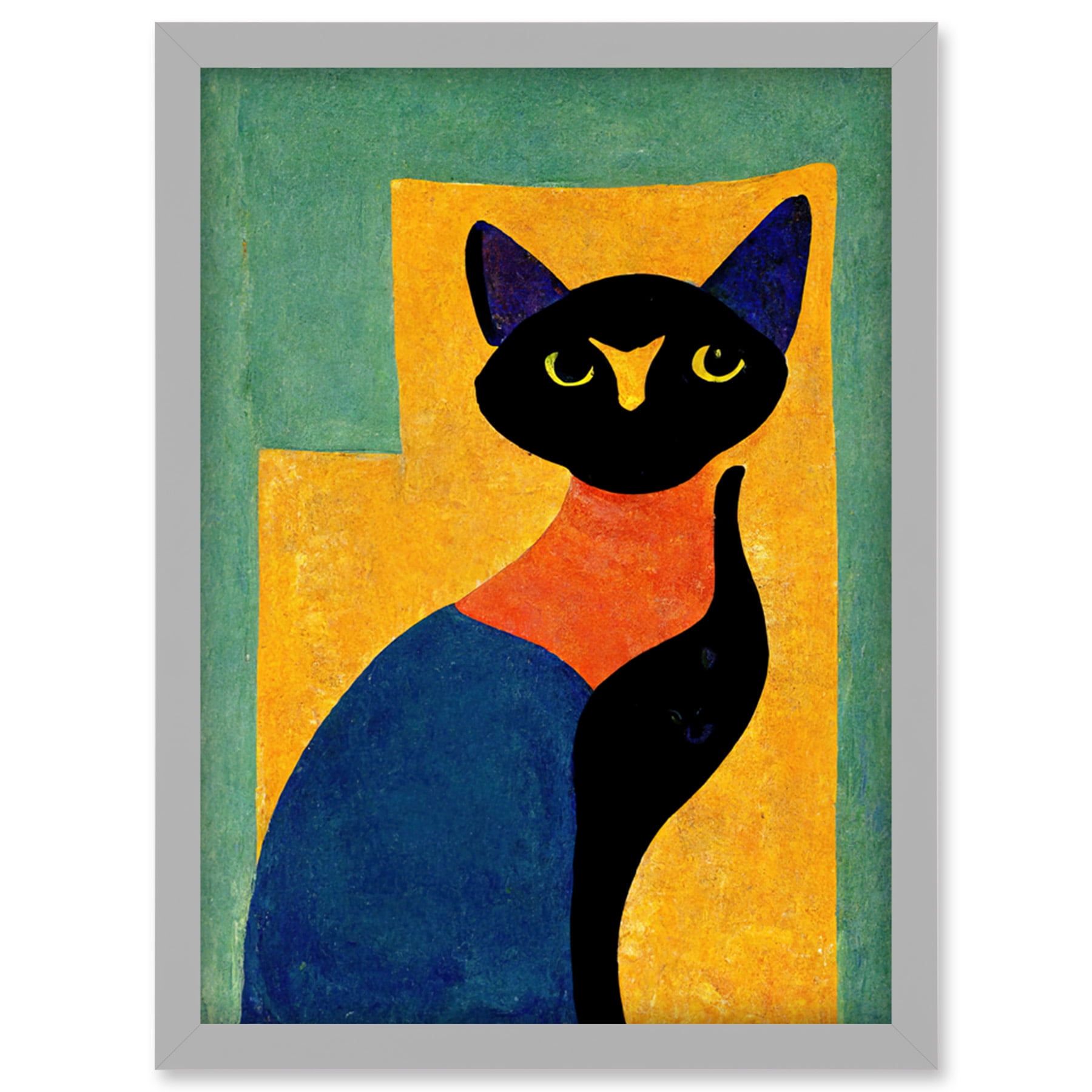 Modern Abstract Minimalist Cat Artwork Framed Wall Art Print A4 ...