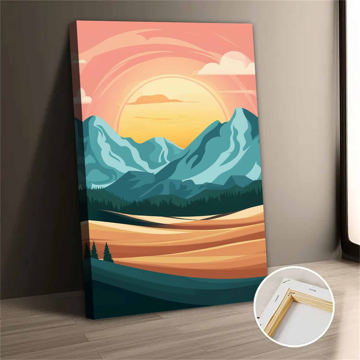 Modern Abstract Mountain Canvas Wall Art Print for Bedroom Decor ...