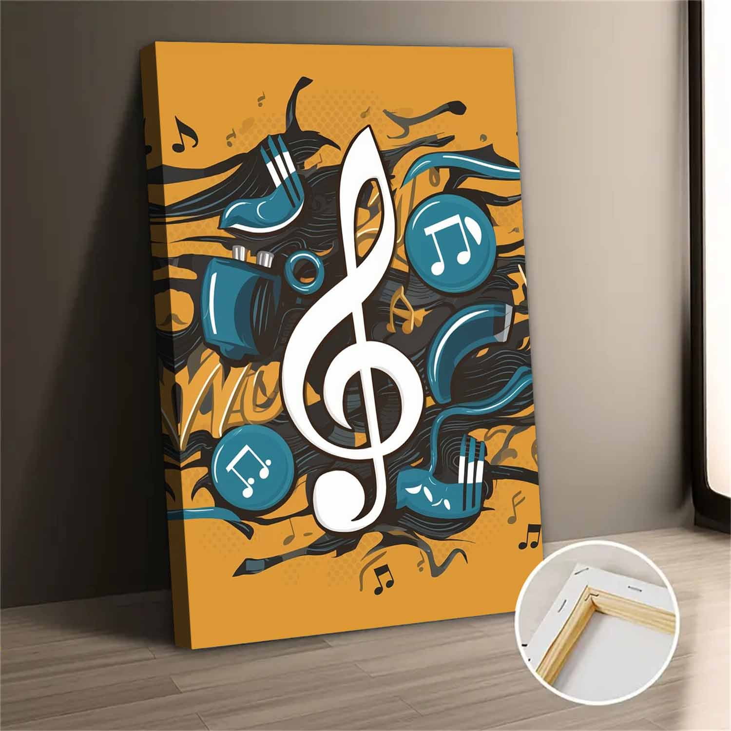 Modern Abstract Music Treble Clef Canvas Wall Art - Walmart.com