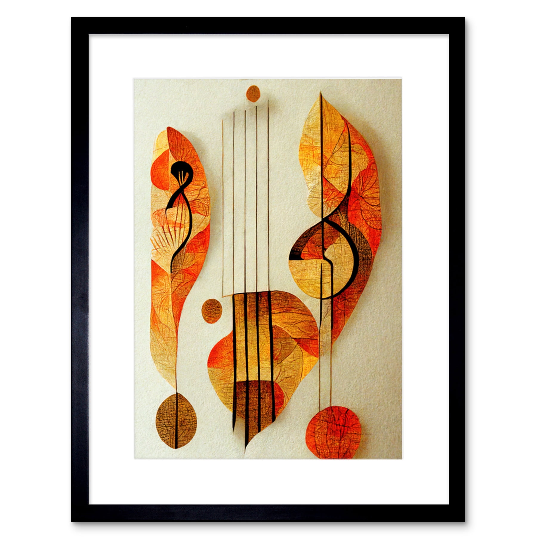 Modern Abstract Musical Symbol Clef and Staff in Warm Autumn Colours ...