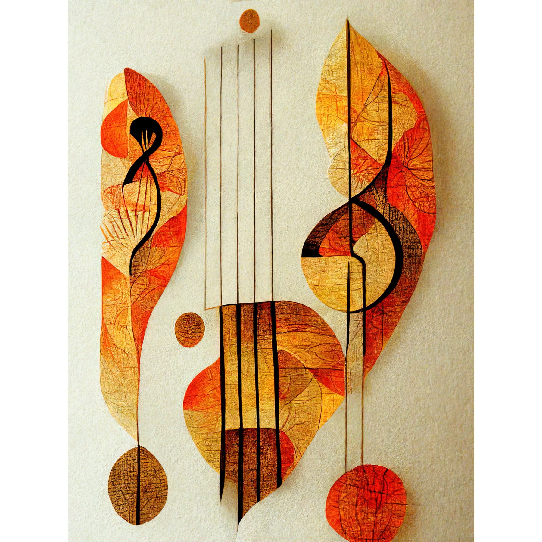 Modern Abstract Musical Symbol Clef and Staff in Warm Autumn Colours ...