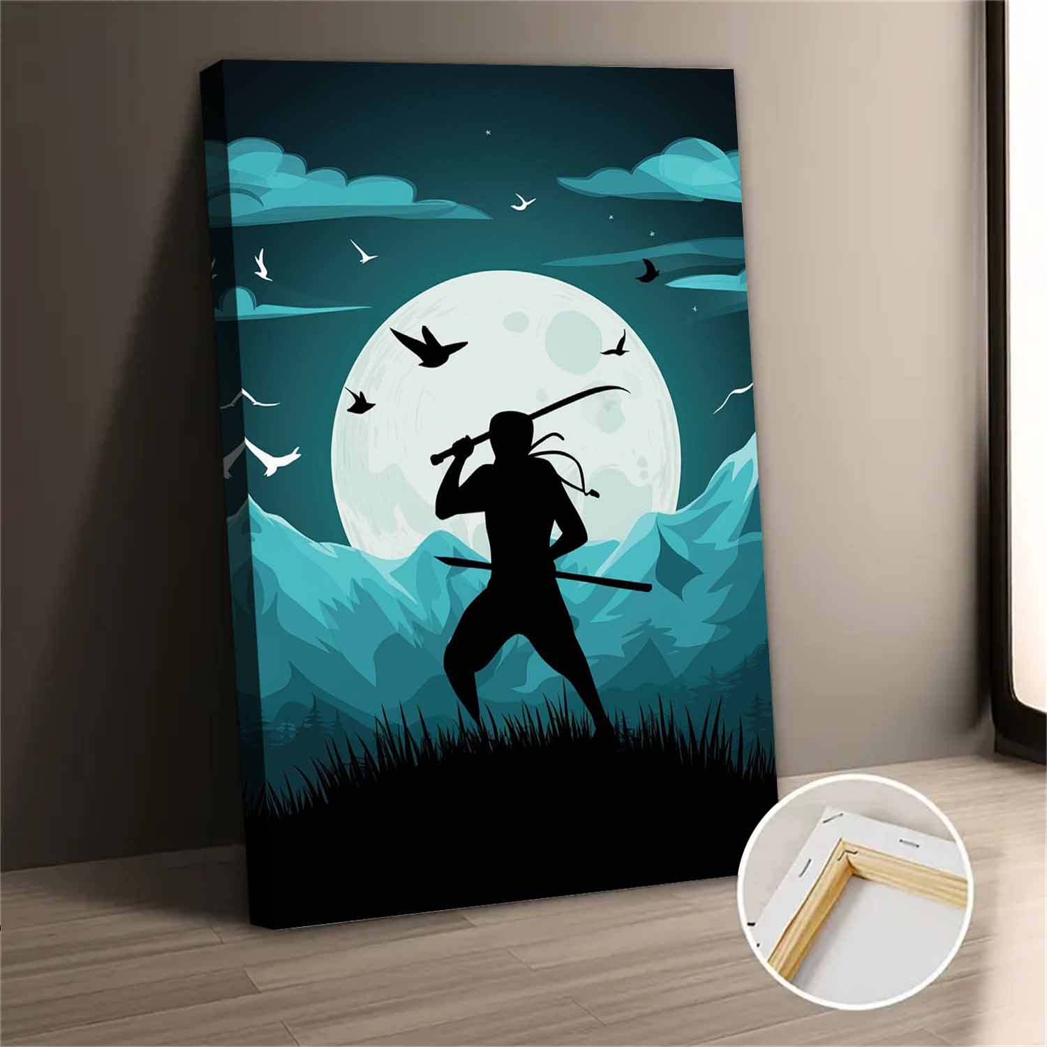 Modern Abstract Ninja Silhouette Canvas Wall Art - Walmart.com