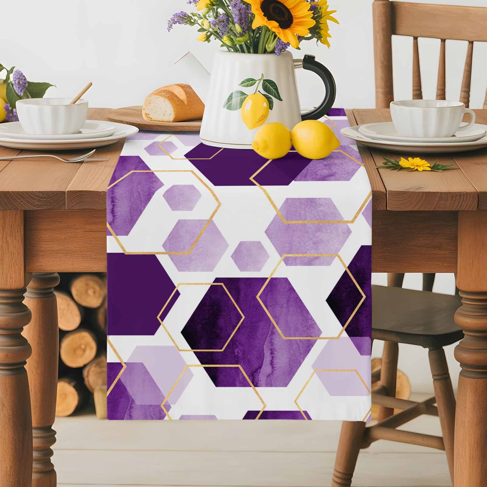 Modern Abstract Purple Color Block Table Runners 13x36 Inches Long ...