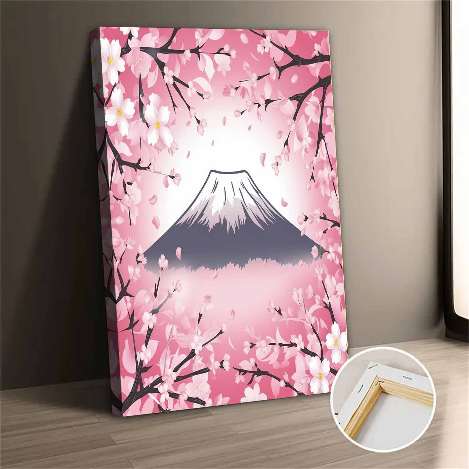 Modern Abstract Sakura & Mount Fuji Canvas Wall Art - Walmart.com