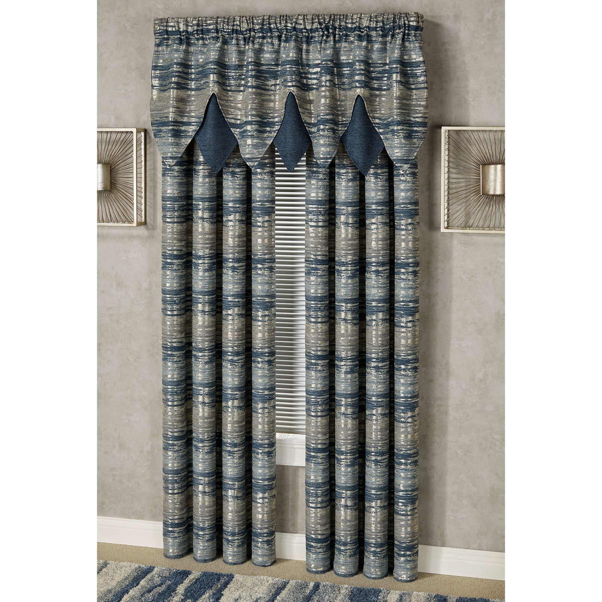 Modern Abstract Spellbound Metallic Champagne Gold Cool Indigo Blue ...