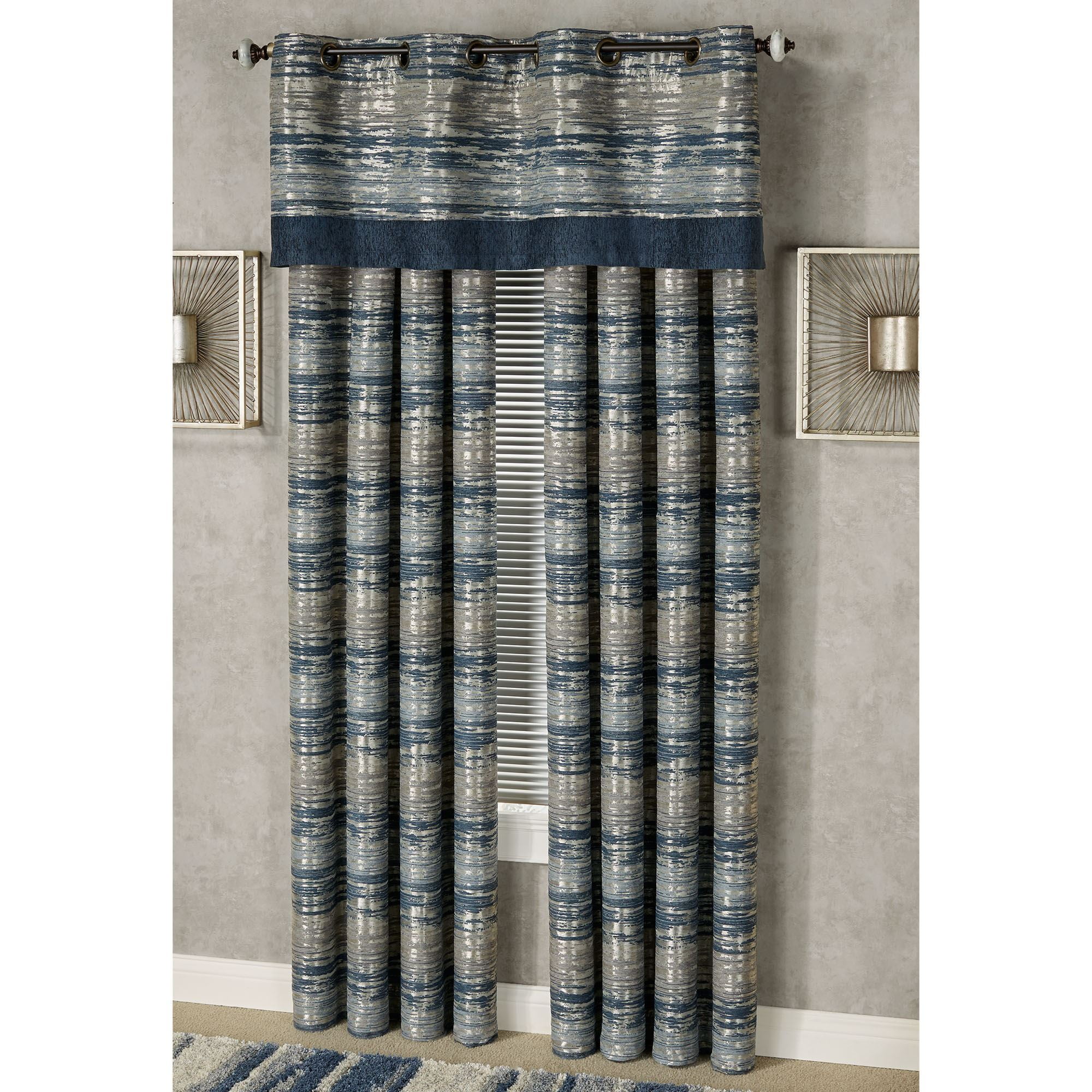 Modern Abstract Spellbound Metallic Champagne Gold Cool Indigo Blue ...