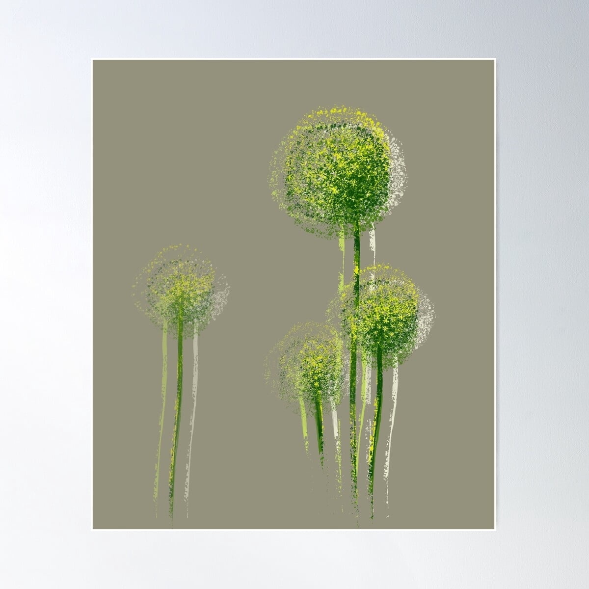 Modern Abstract Spring Flower Trees Poster Wall Art, Modern Wall Decor ...