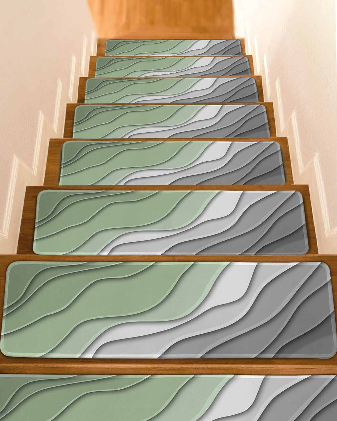 Modern Abstract, Stair Treads for Wooden Steps Indoor Runner Rug Carpet ...