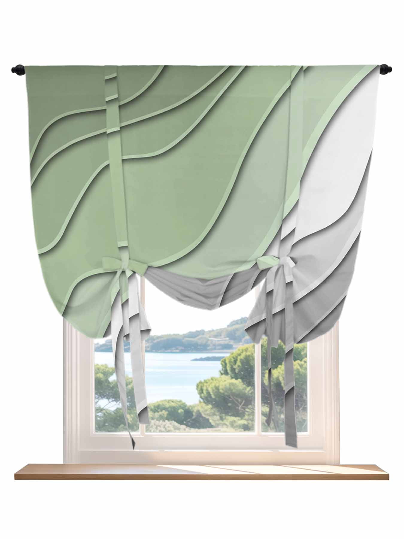 Modern Abstract, Tie Up Curtains for Windows 45 Inch Length Balloon ...