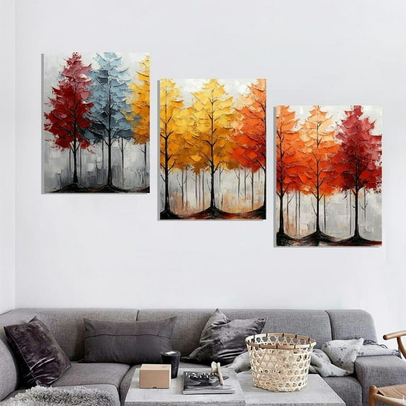 Modern Abstract Triptych Canvas Wall Art - 12x16 Inch Frameless ...