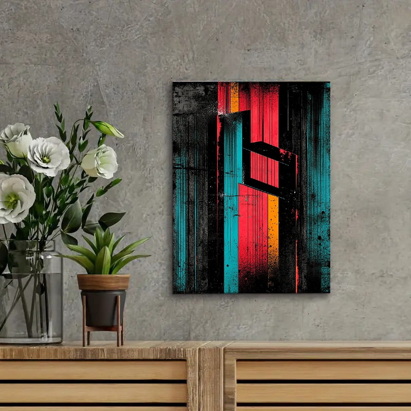 Modern Abstract Wall Art - Pine Frame Art Print | Bold Stripes & 3D ...