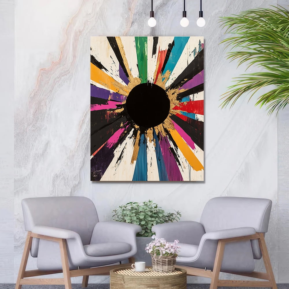 Modern Abstract Wall Art | Vibrant Radiating Color Block Painting on ...