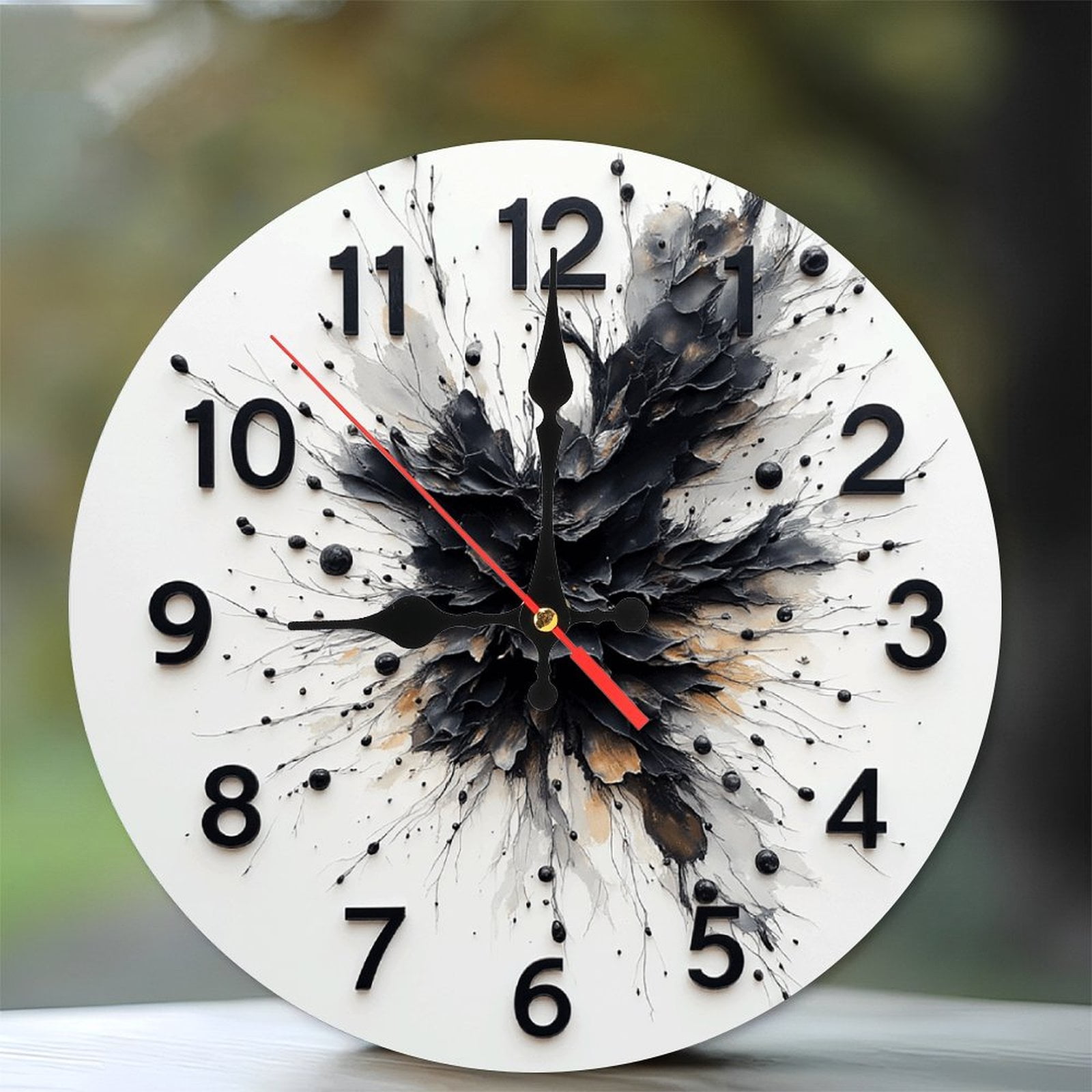 Modern Abstract Wall Clock Decorative Art 10-Inch Silent Wooden Wall ...