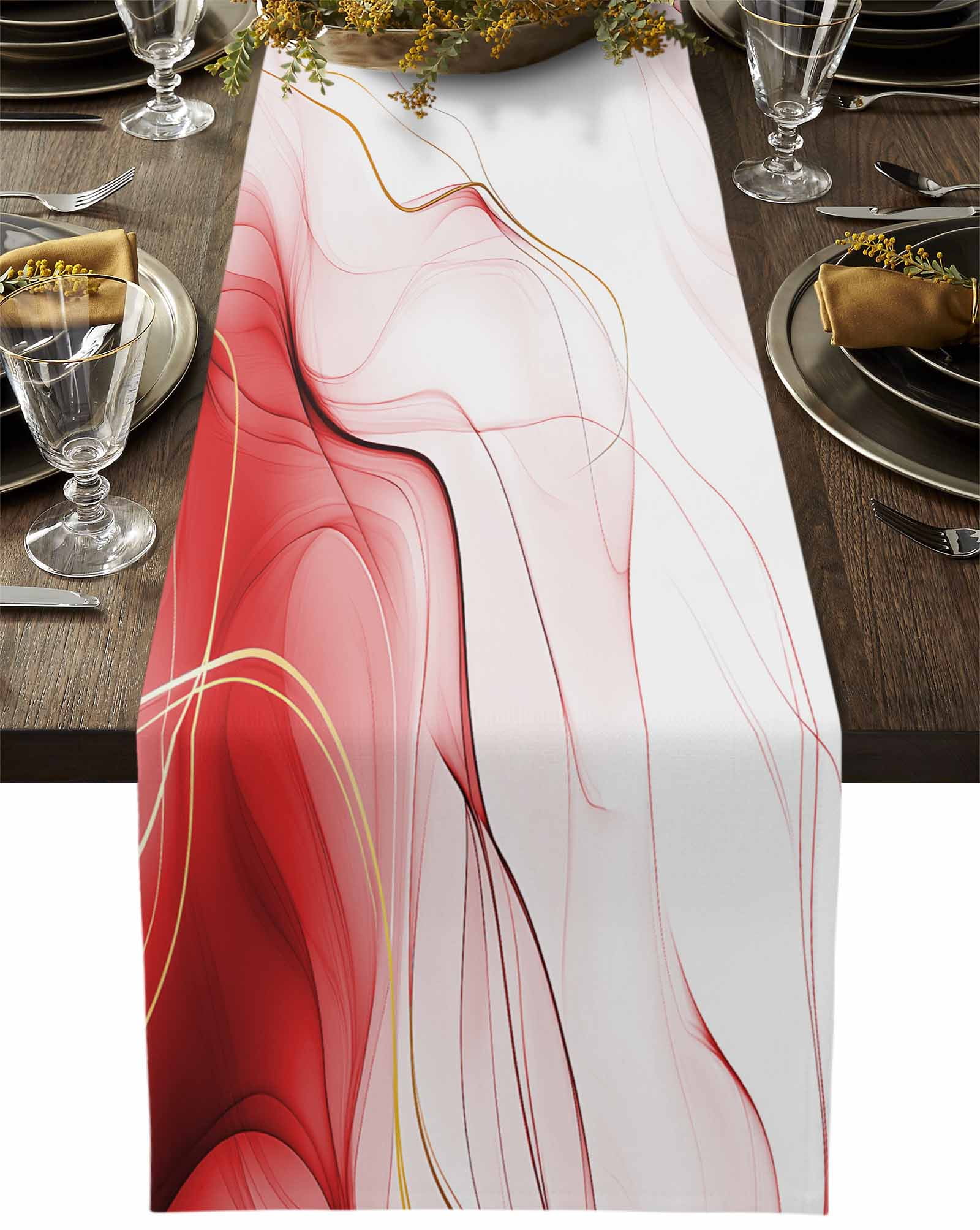 Modern Abstract Water Ripple Table Runners 13x36 Inches Long Linen ...