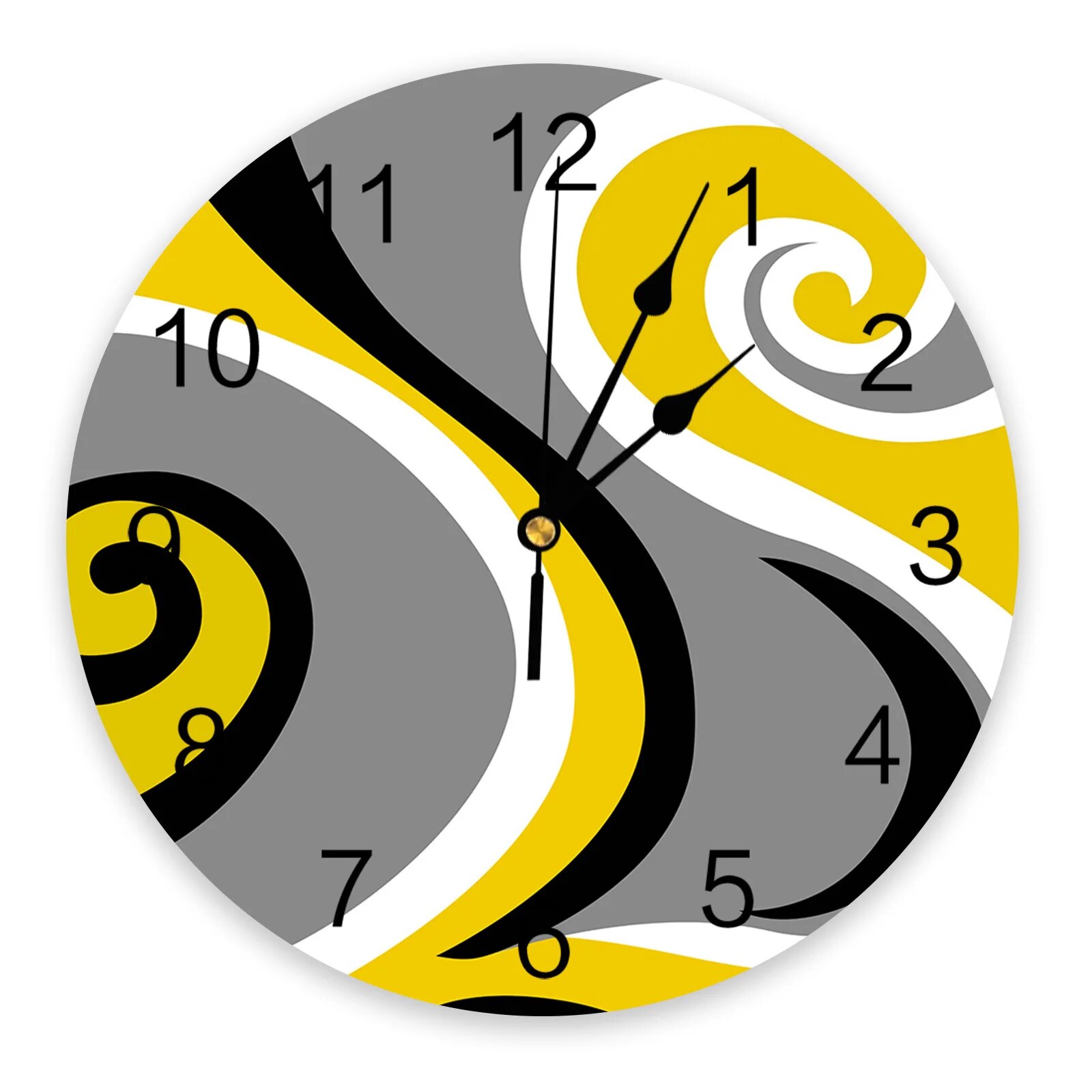 Modern Abstract Whirlpool Yellow Wall Clock Large Modern Kitchen ...