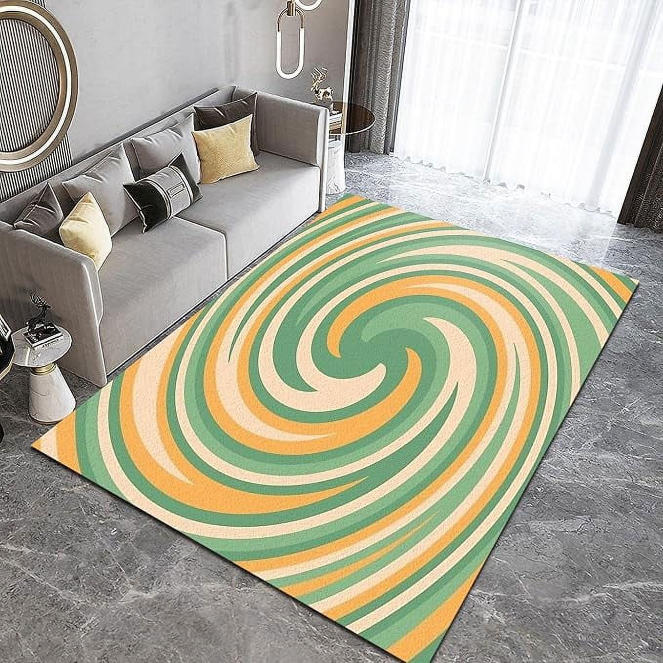 Modern Abstraction Area Rugs, Cartoon Yellow Green Bedroom Rug, Anti ...