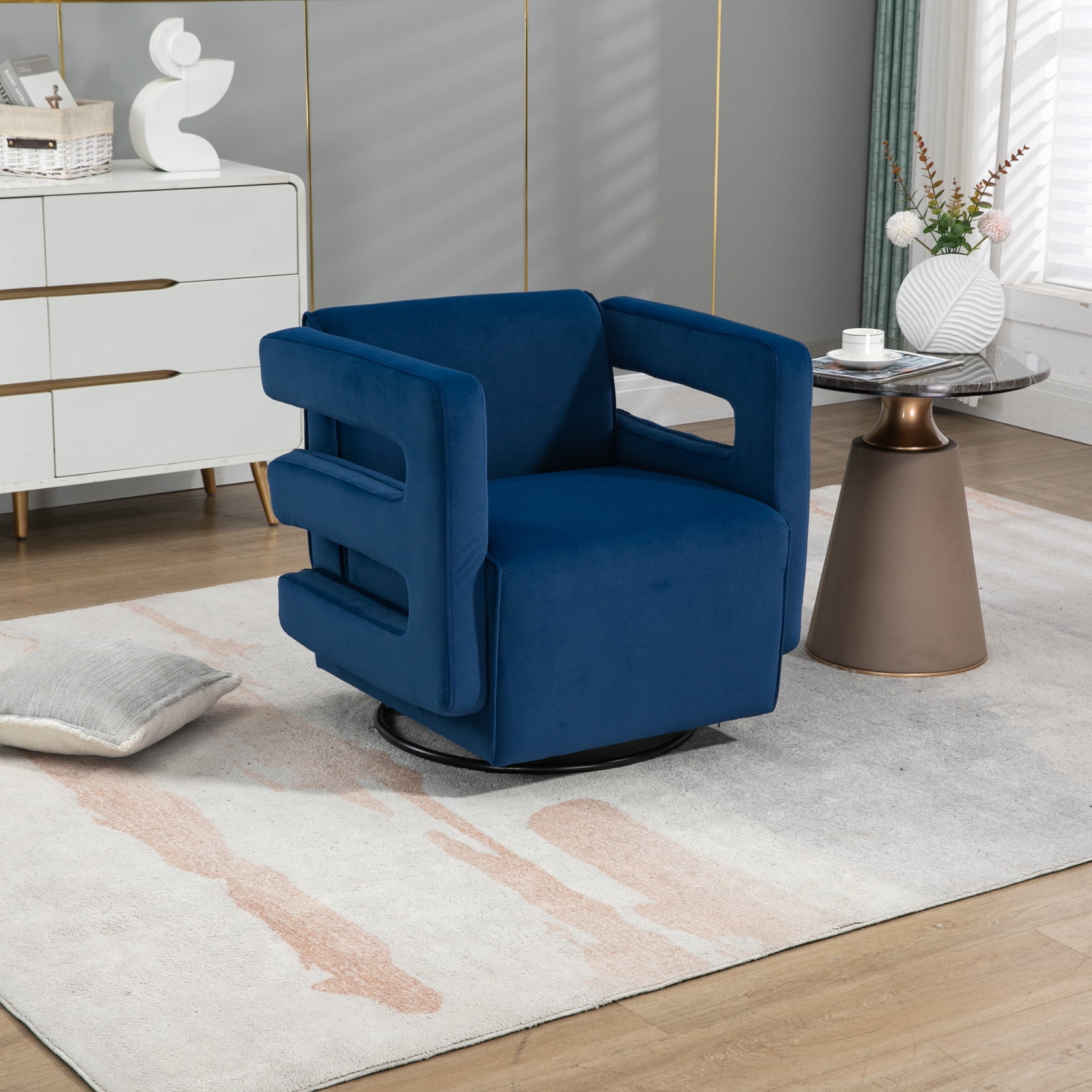 Modern Accent Arm Chair, Comfy Velvet Upholstered Backrest Single Sofa ...