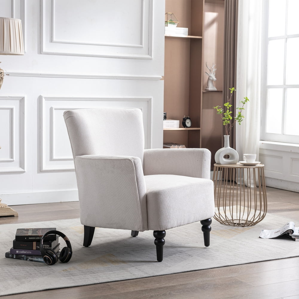 Modern Accent Arm Chair with Tufted Back,Linen Upholstered Single Sofa ...
