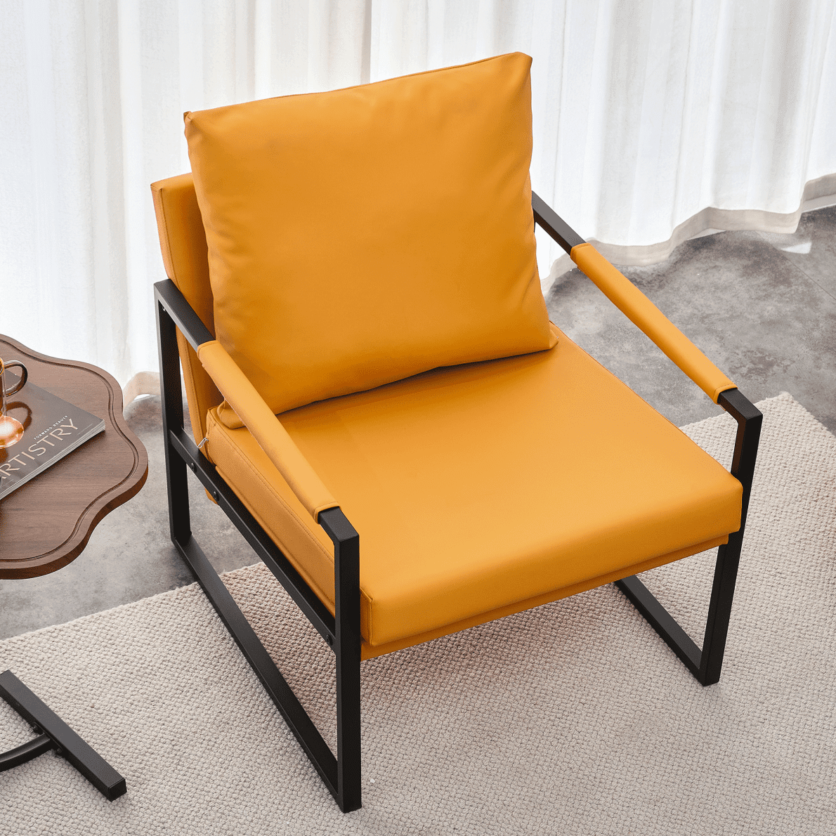 Modern Accent Arm Chair with Extra-Thick Padded Backrest and Seat ...