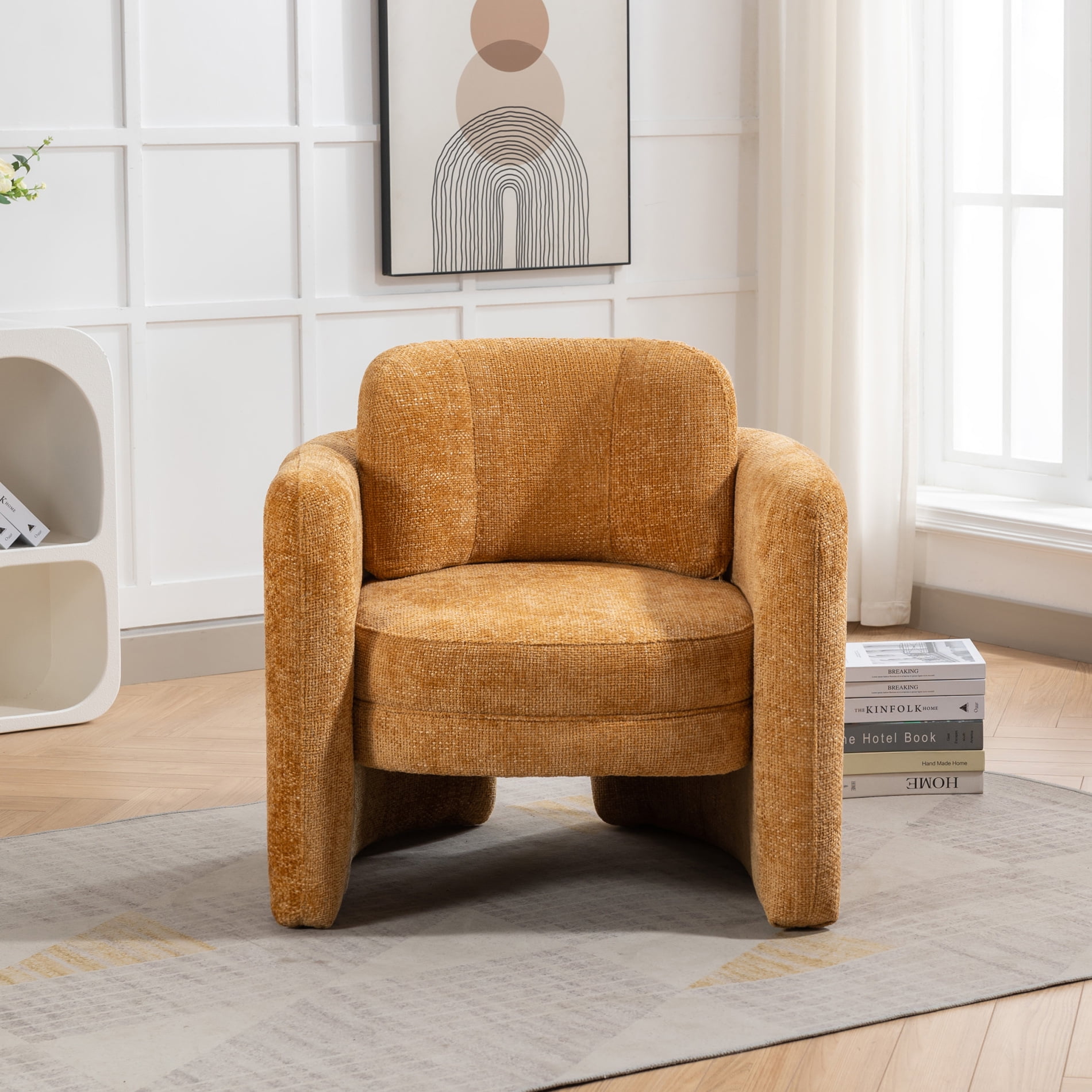 Modern Accent Armchair Barrel Chair, Unique U-Shape Chair Side Chair ...