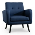 Living Room Fabric Furniture, Upholstered Blue Single Sofa Chair ...