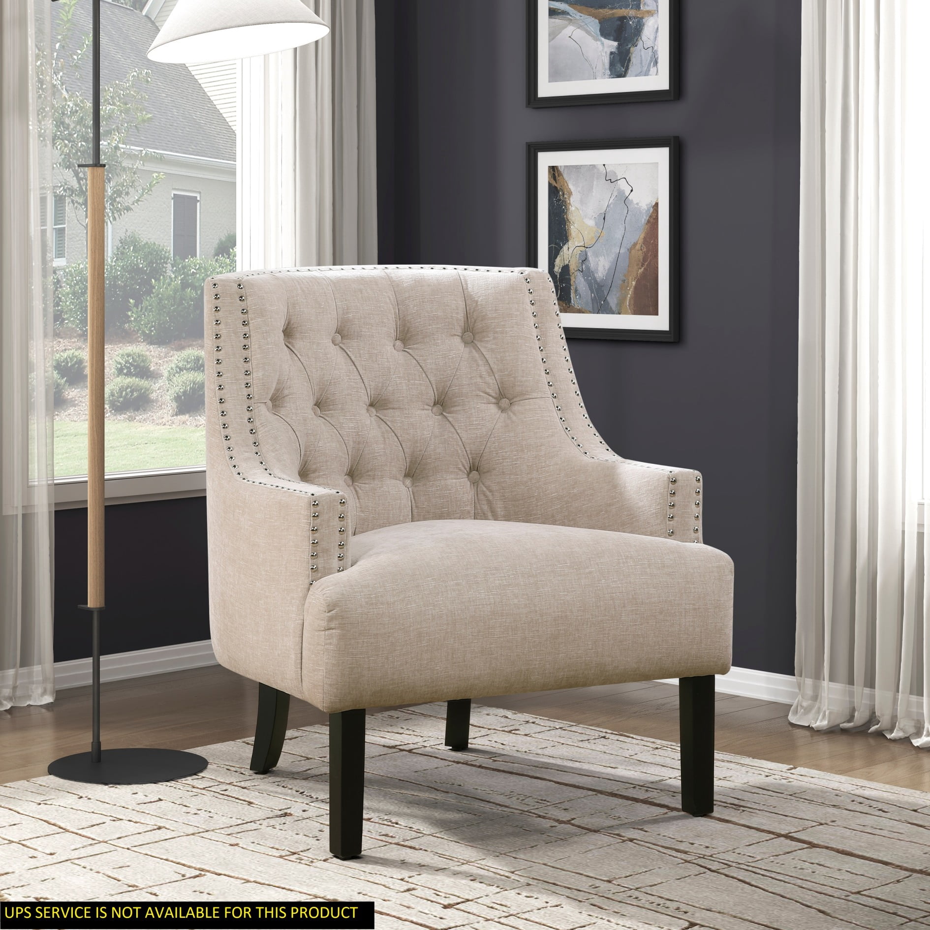 Modern Accent Chair with Button-Tufted Chair Back & Rivet Design ...
