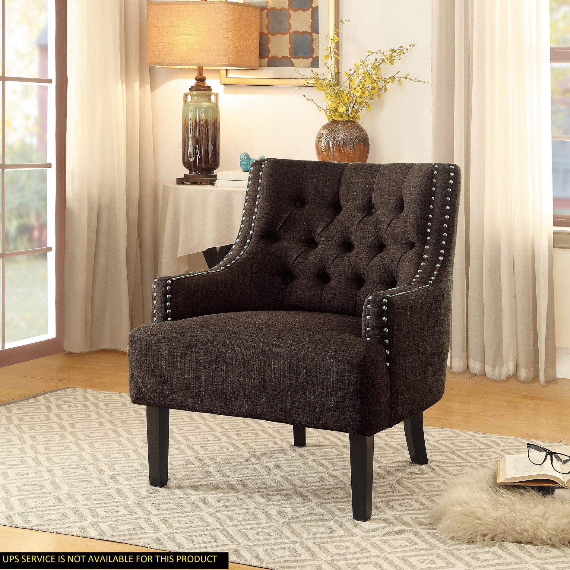 Modern Accent Chair with Button-Tufted Chair Back & Rivet Design ...