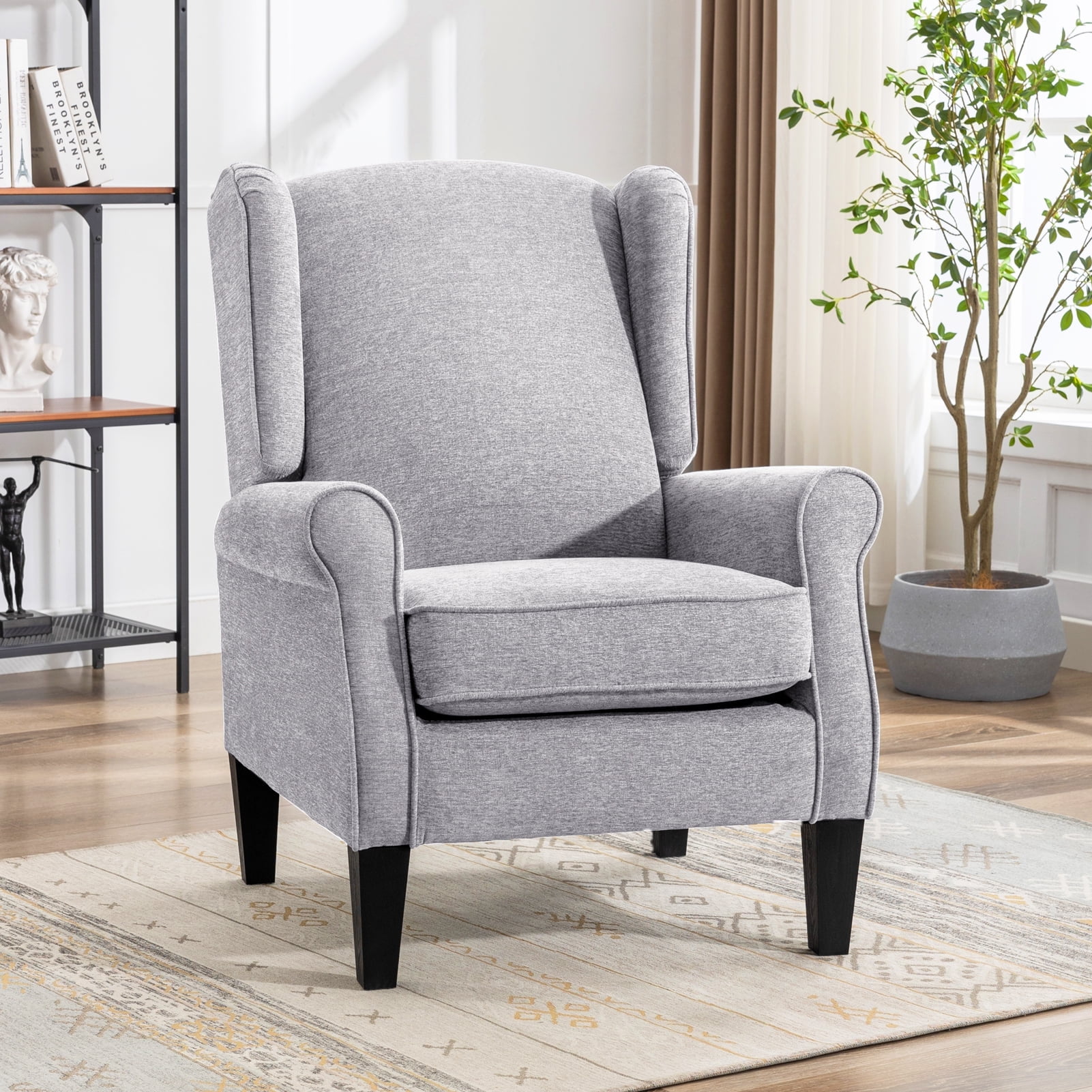 Modern Accent Chair, Chenille Fabric Armchair with High Resilience ...