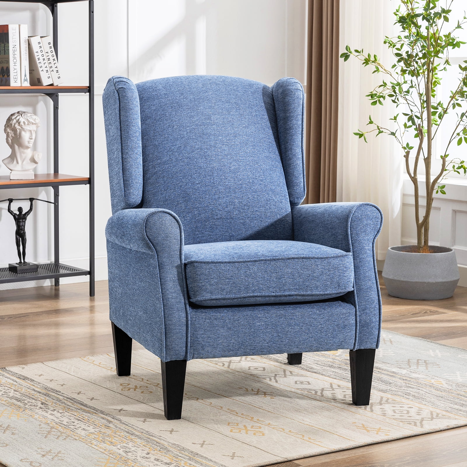 Modern Accent Chair, Chenille Fabric Armchair with High Resilience ...