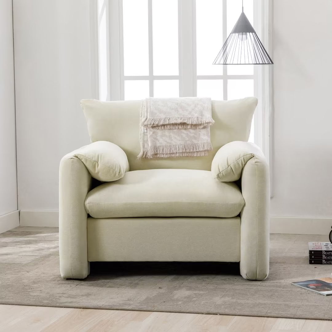 Modern Accent Chair, Chenille Oversized Armchair with Upholstered ...