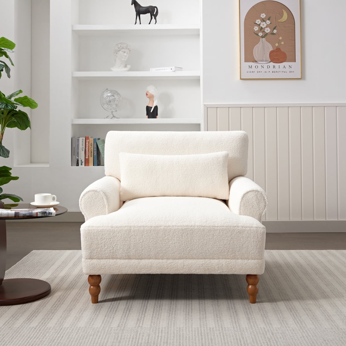 Modern Accent Chair with Circular Armrests, Luxurious Large Size ...