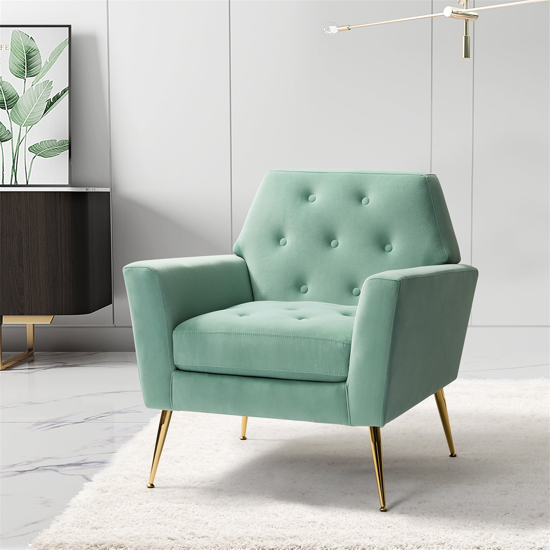 Modern Accent Chair, Comfy Tufted Upholstered Armchair for Living Room ...