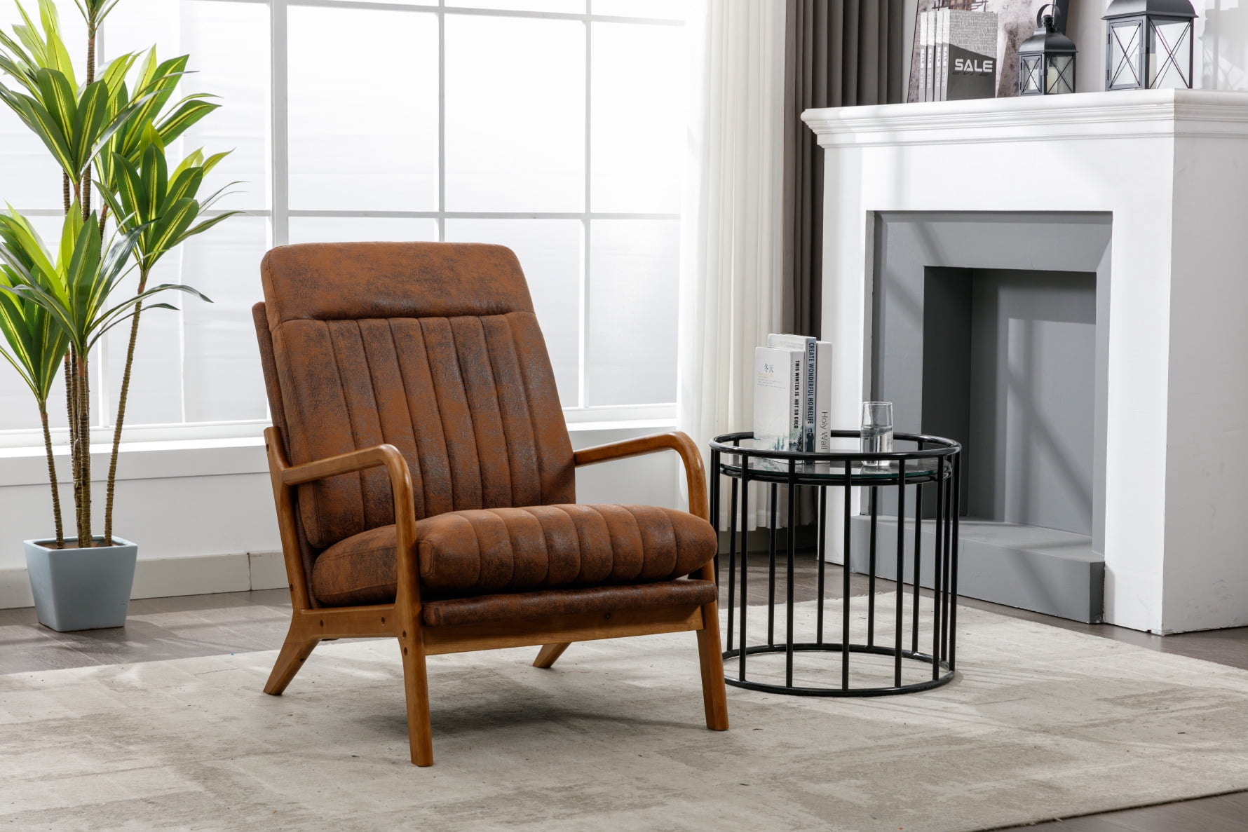 Modern Accent Chair for Living Room, Comfy Armchair with Wood Frame and ...