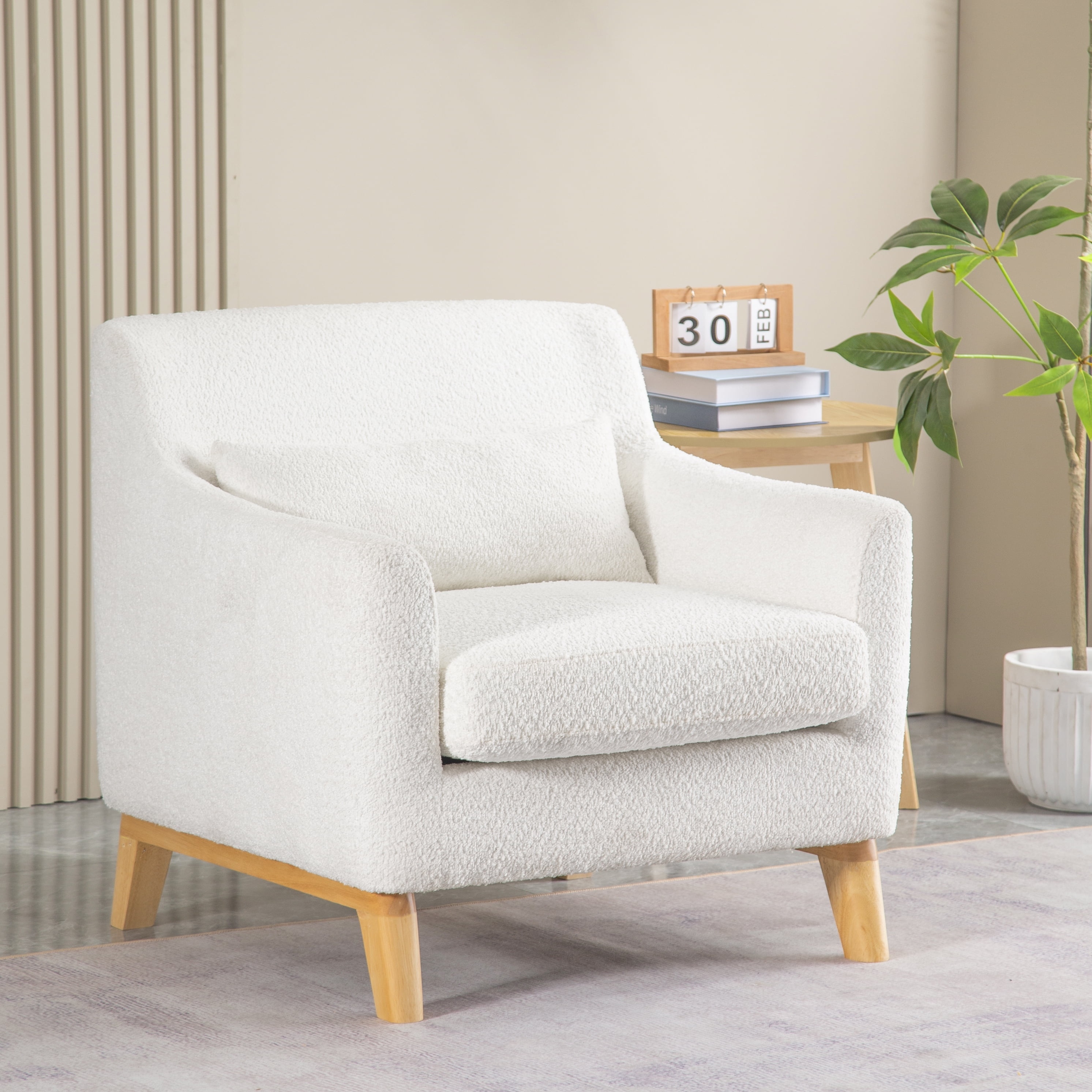 Modern Accent Chair,Living Room Side Chairs Lambswool Fabric Armchair ...