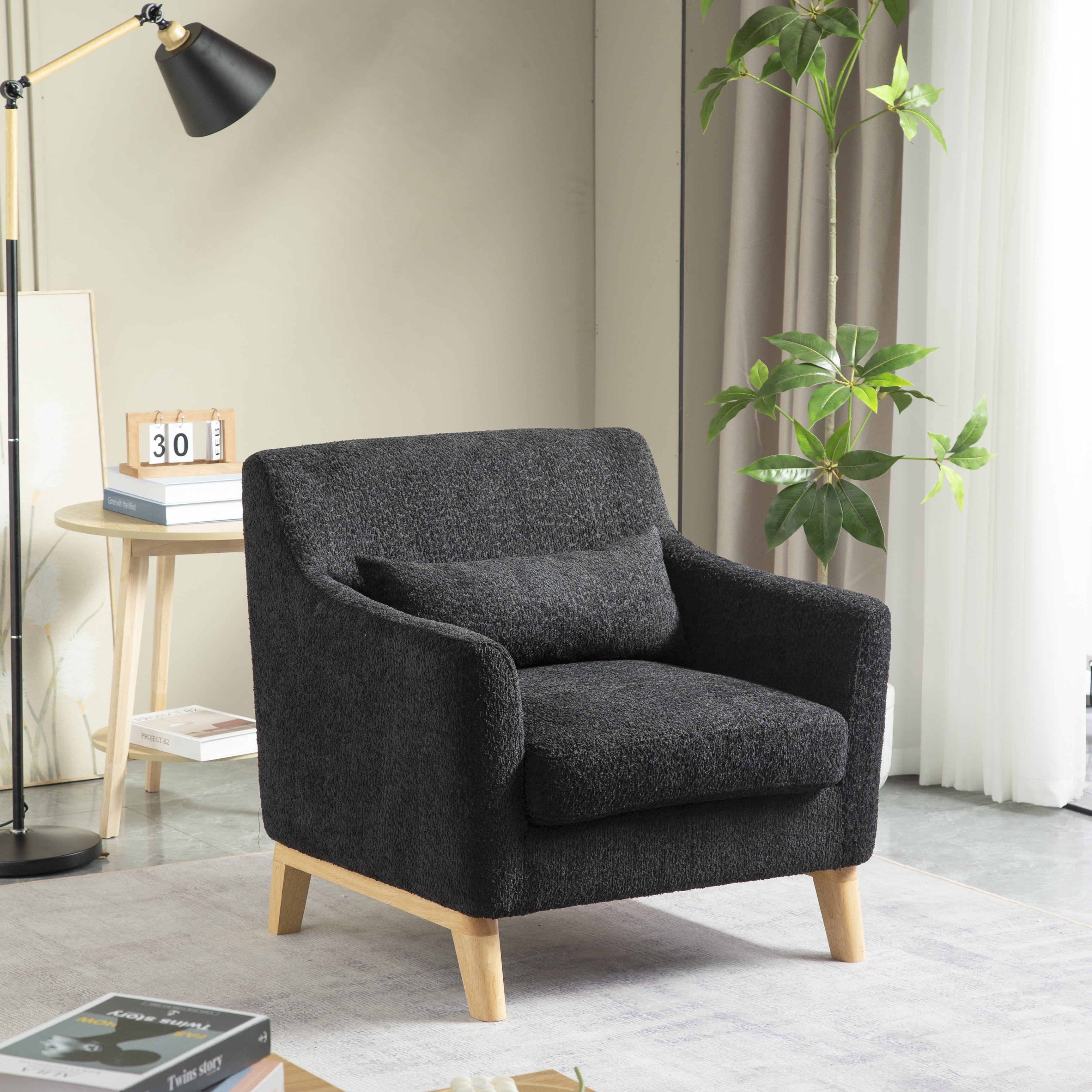 Modern Accent Chair,Living Room Side Chairs Lambswool Fabric Armchair ...