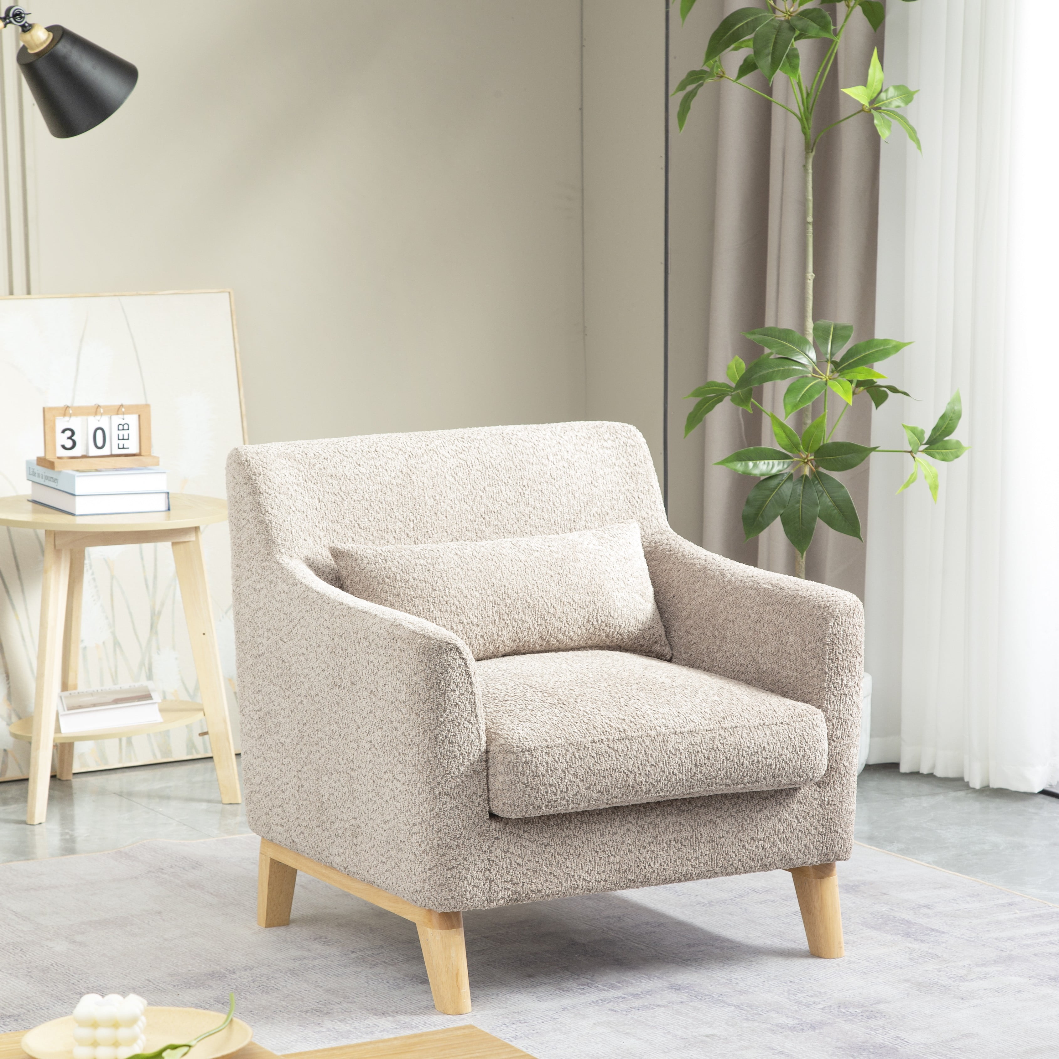 Modern Accent Chair,Living Room Side Chairs Lambswool Fabric Armchair ...