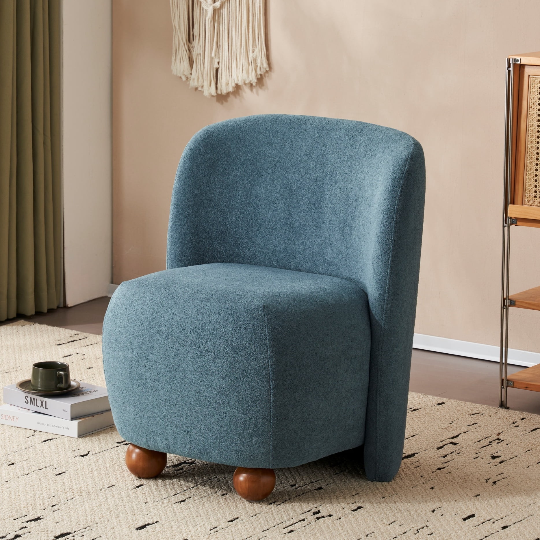 Modern Accent Chair, Low Back Upholstered Armless Living Room Chairs ...