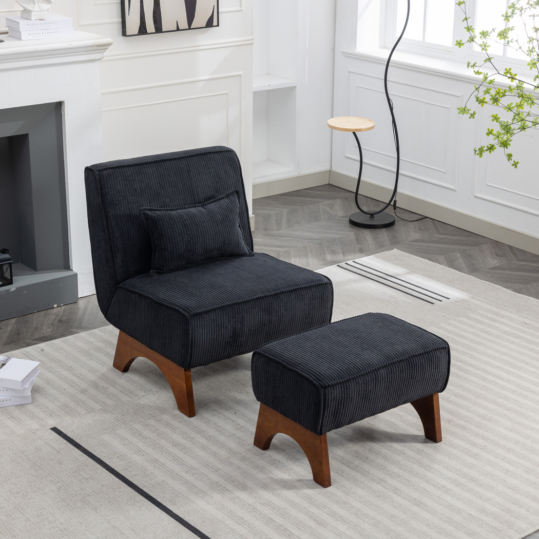 Modern Accent Chair with Ottoman, Soft Corduroy Fabric Armchair with ...