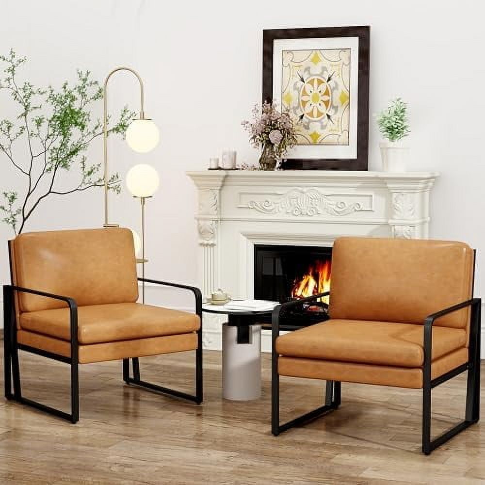 Modern Accent Chair Set of 2, Mid Century Living Room Armchair ...