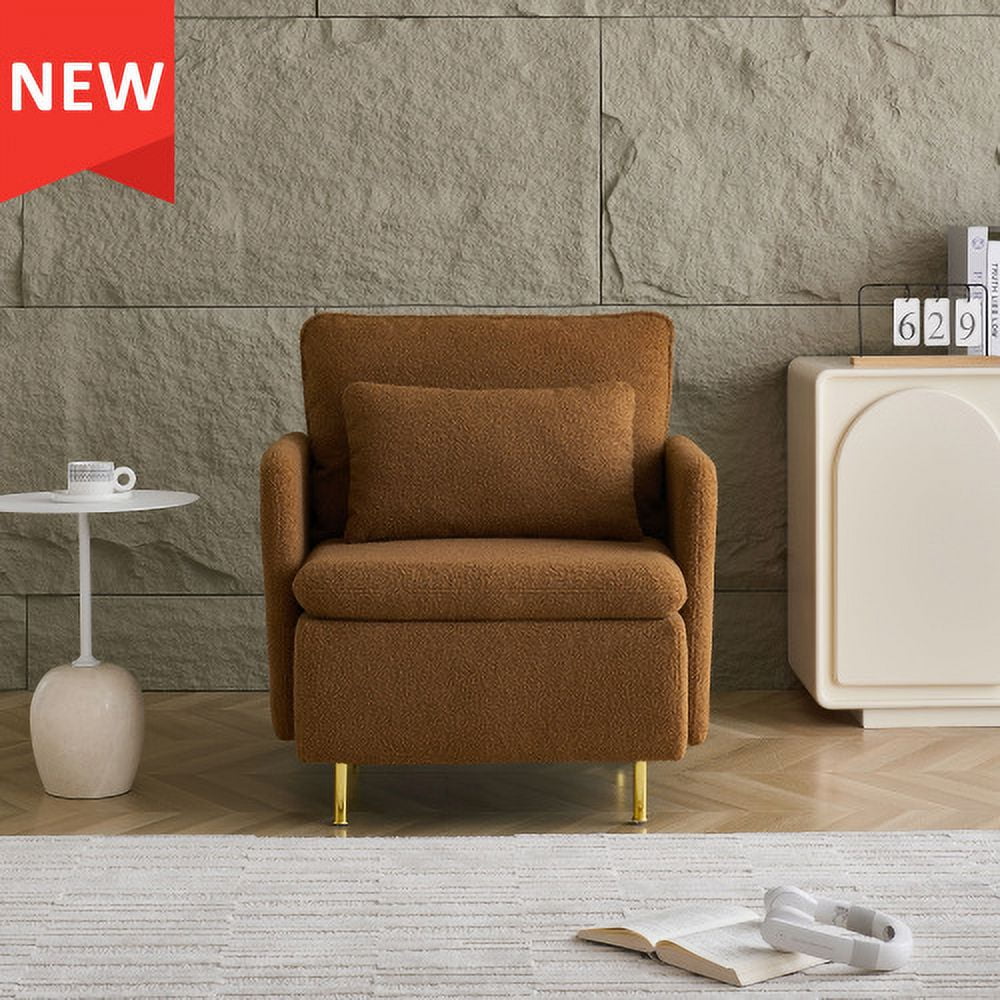 Modern Accent Chair, Sherpa Upholstered Cozy Comfy Armchair, Furry ...