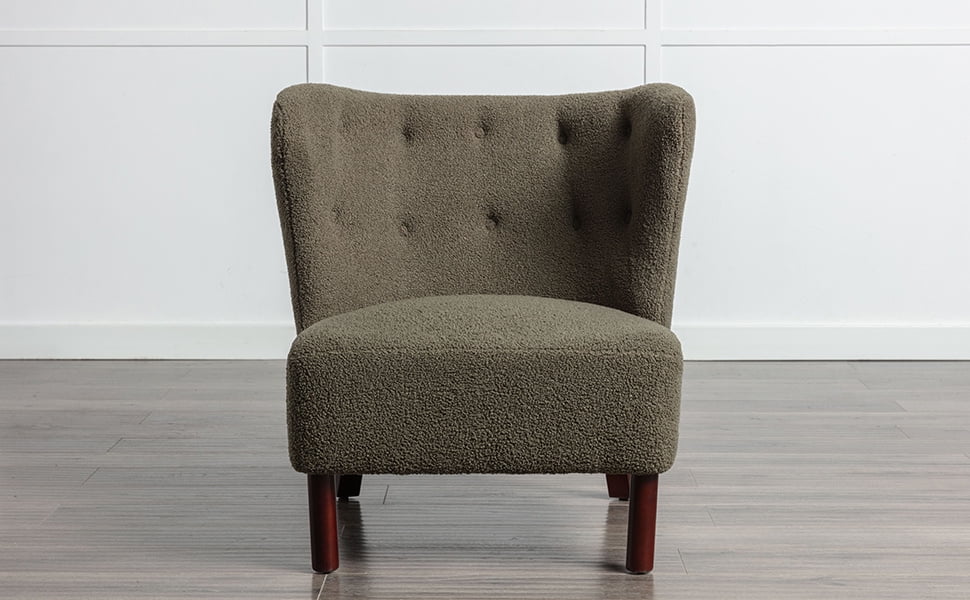 Modern Accent Chair with Solid Wood Legs, Upholstered Armless Chair ...