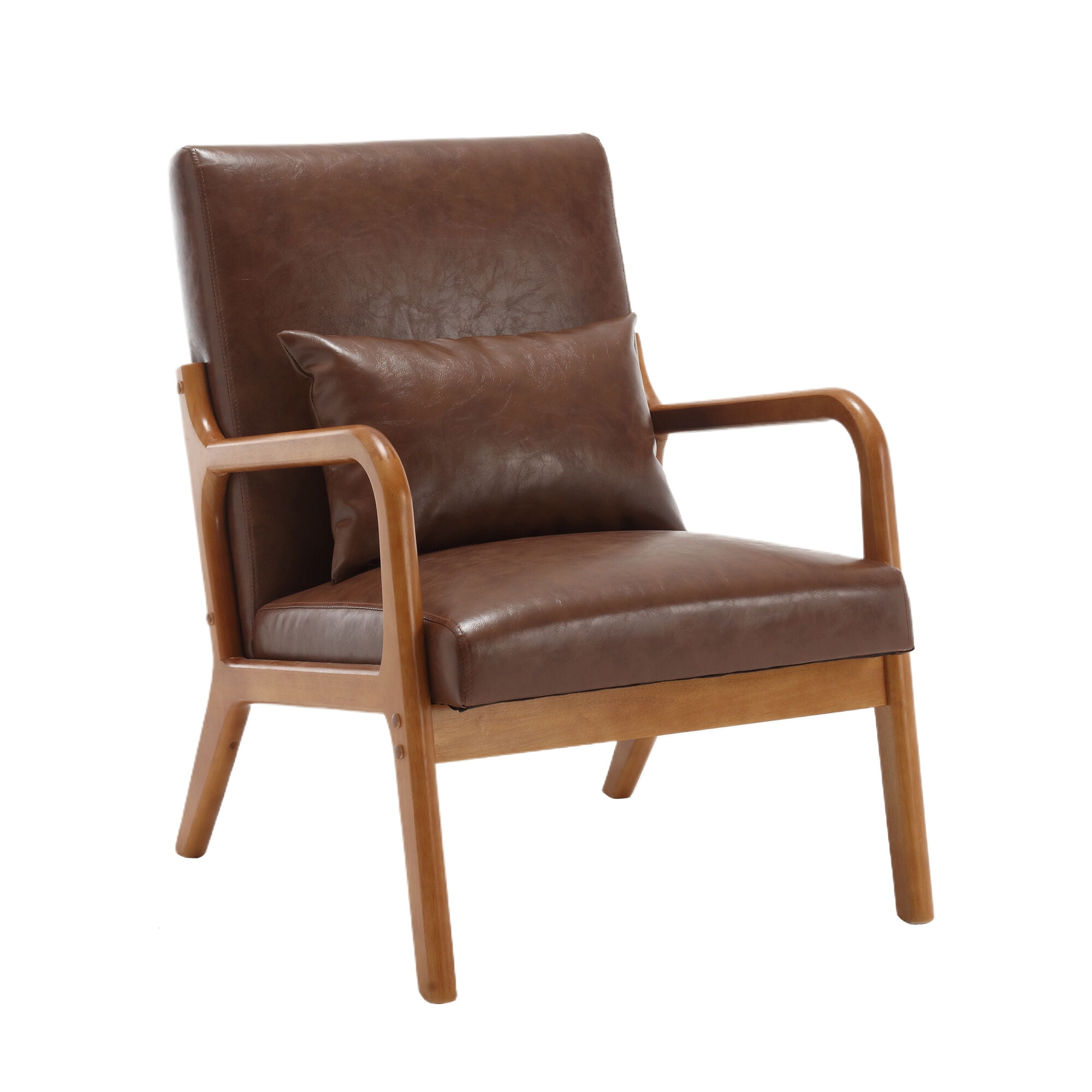 Modern Accent Chair, Solid Wood Padding Lounge Armchairs With One ...