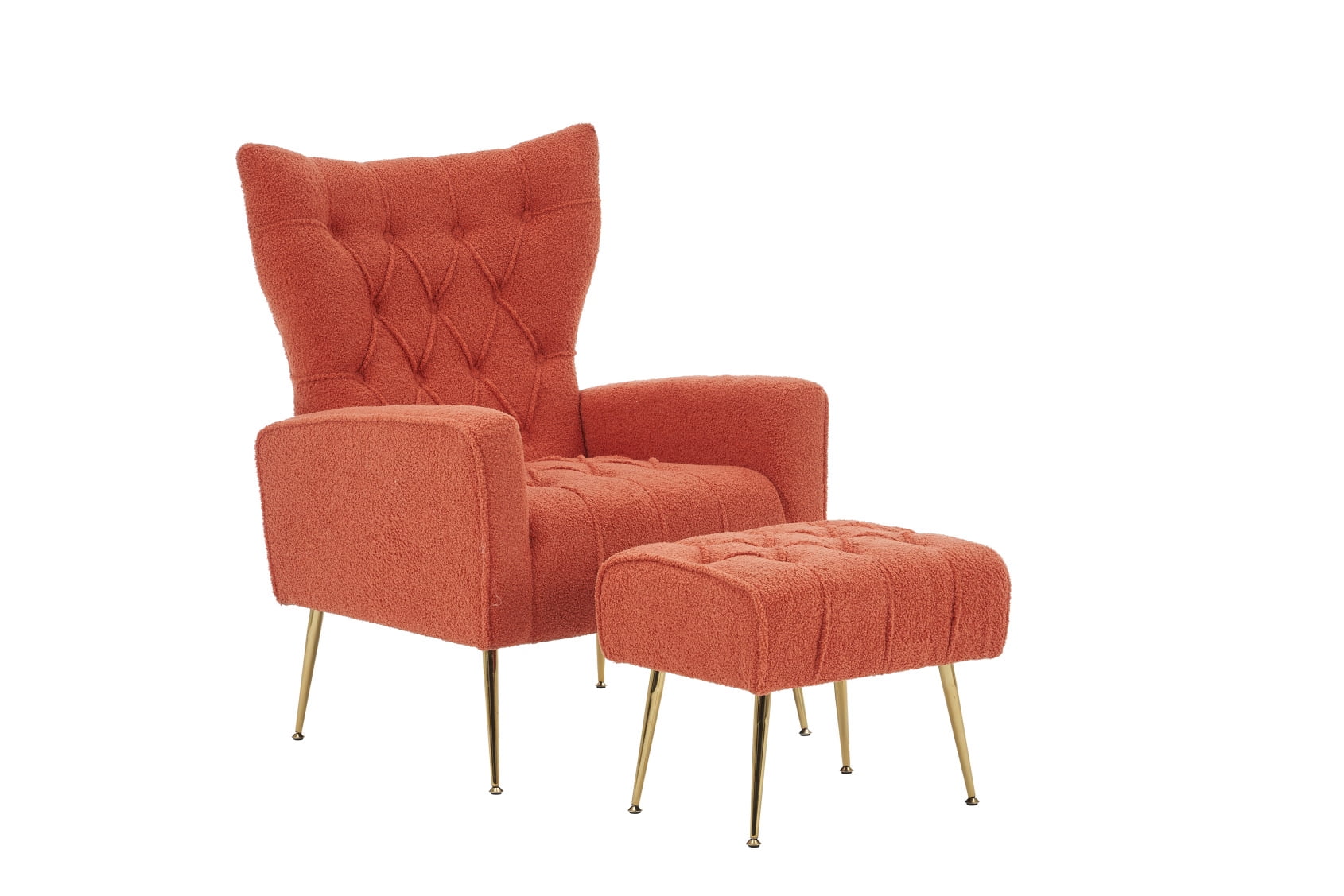 Modern Accent Chair with Square Ottoman & High Backrest, Lounge TV ...