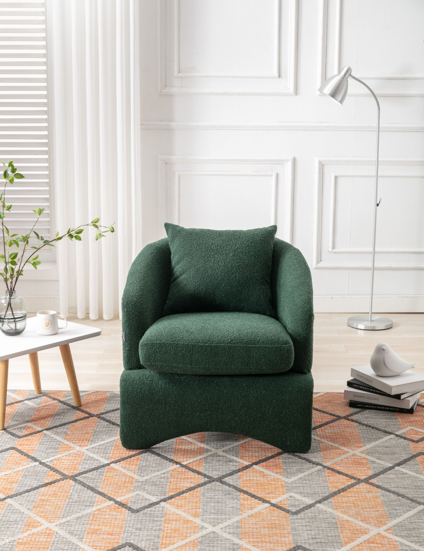 Modern Accent Chair, Upholstered Club Single Sofa Chair with Curved ...