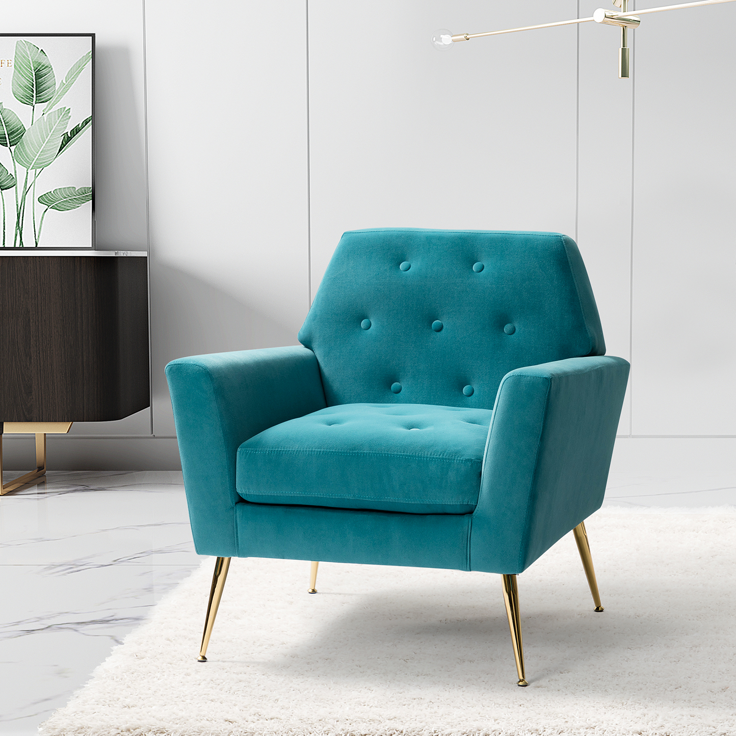 Modern Accent Chair, Upholstered Single Sofa Arm Chair for Living Room ...