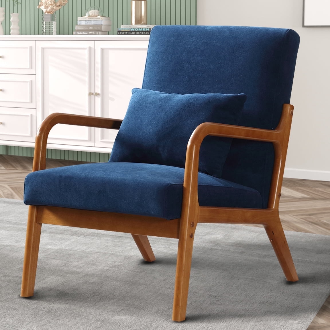 KYLE & KAY Modern Accent Chair,Velvet Arm Chair with Solid Wood Frame ...